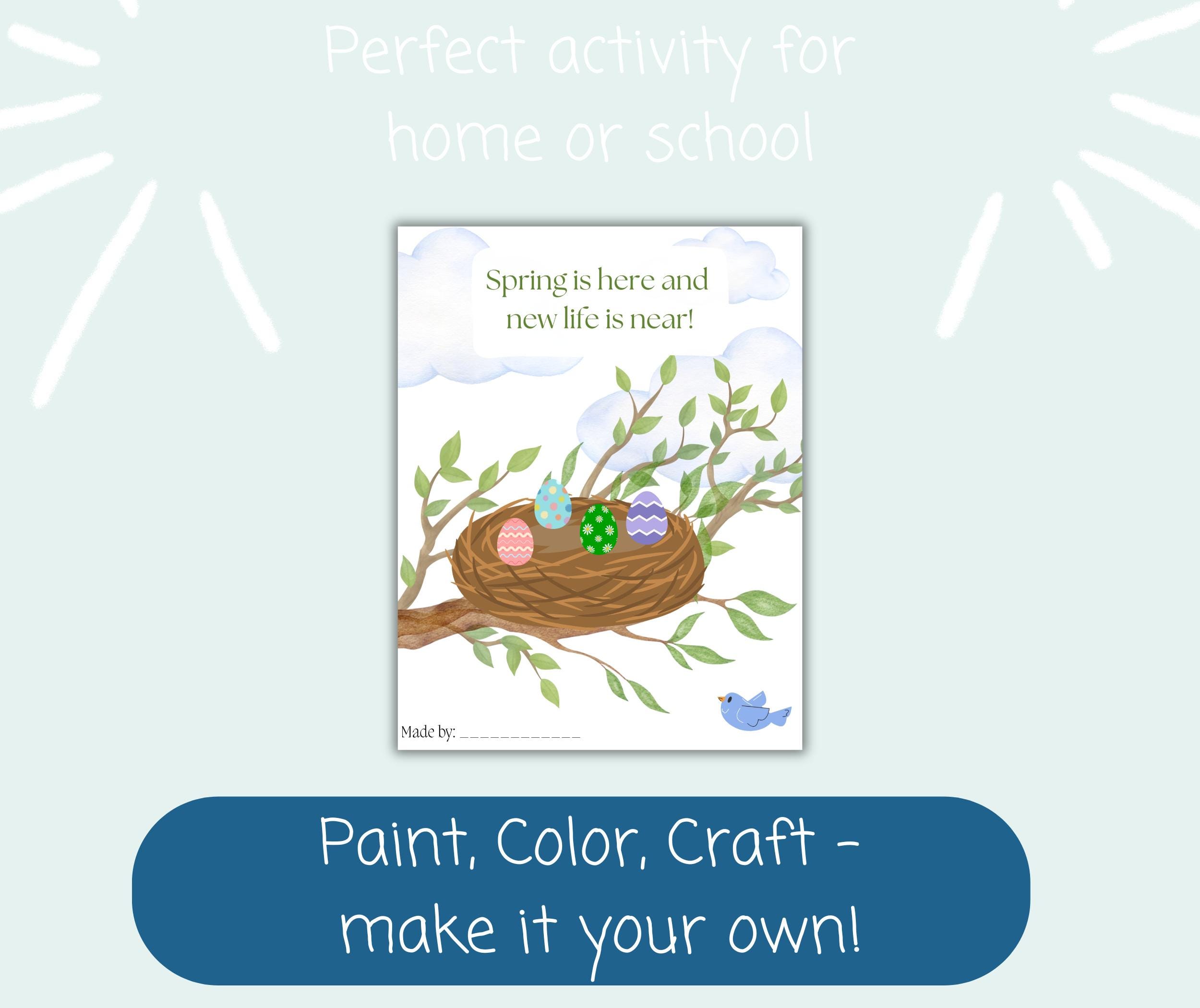 Spring Bird's Nest Craft Printable, Easy Handprint & Fingerprint Kids ...