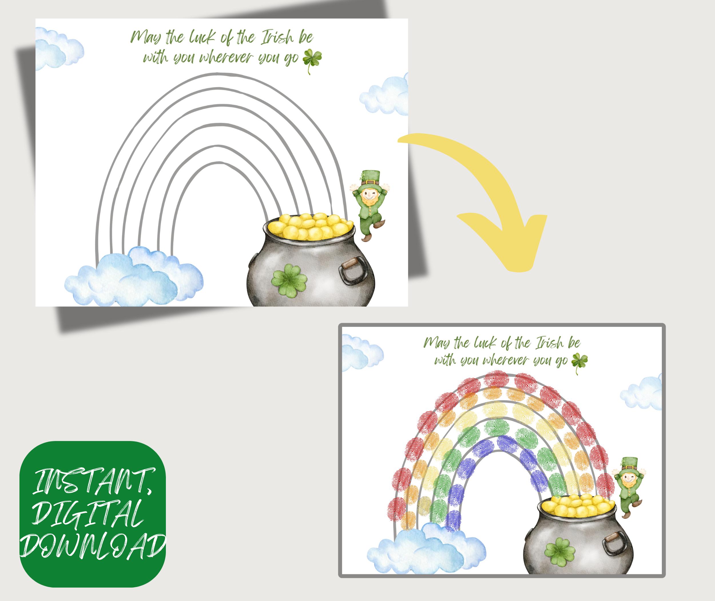 St. Patrick's Day Fingerprint Rainbow Craft, Pot of Gold Activity ...