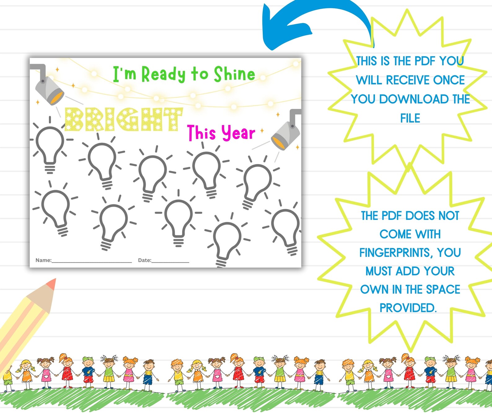 Back to School Handprint Craft, Printable Coloring Page (PDF) - Etsy