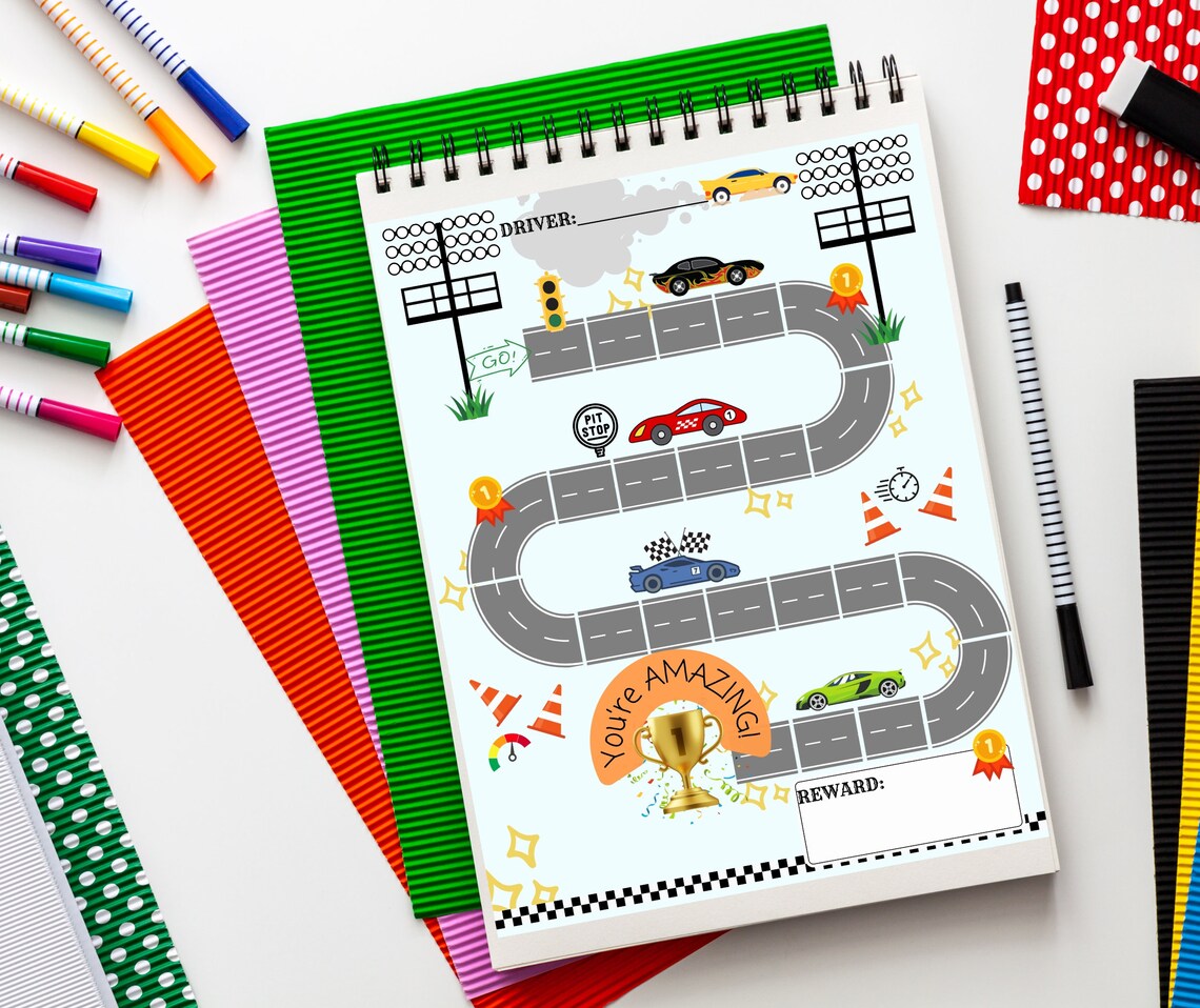 Printable Racing Reward Chart, Kids Reward Chart, Toddler Chore Chart ...