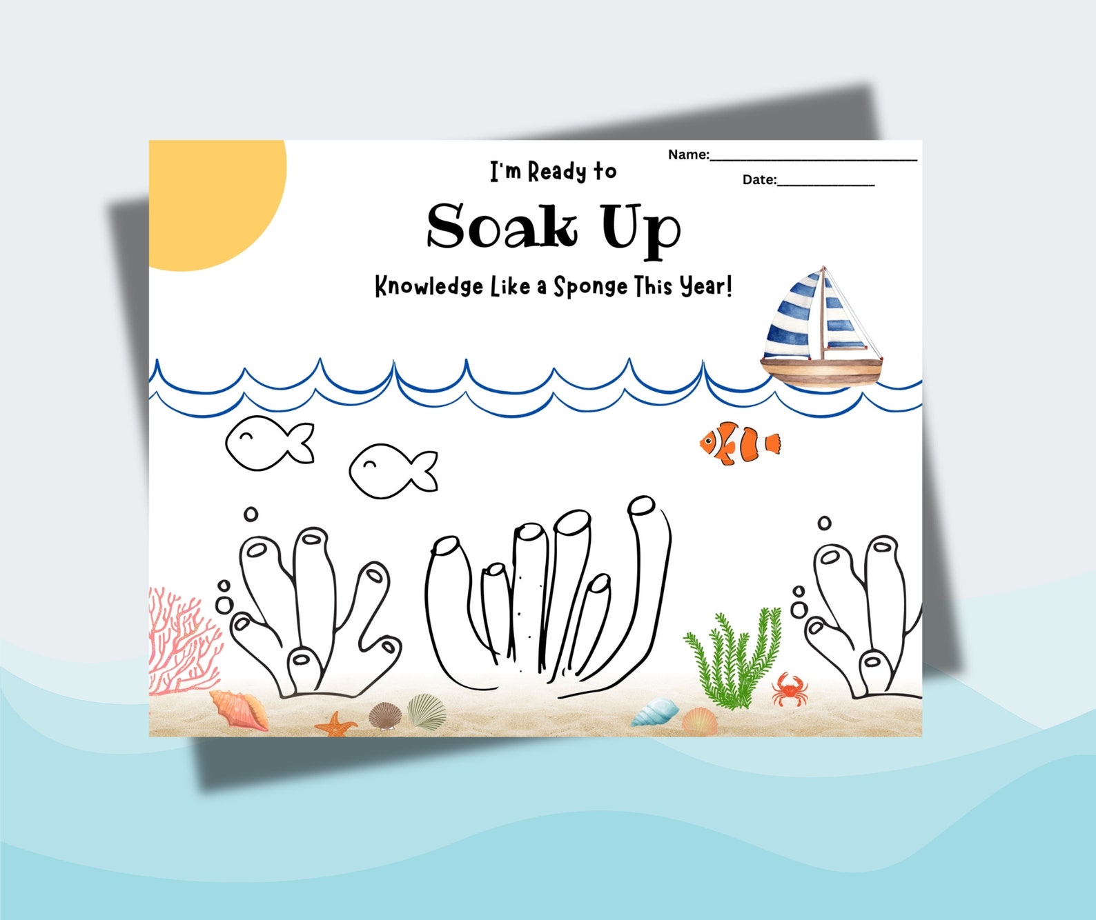 Back to School Printable Coloring Page, Under the Sea School Classroom ...