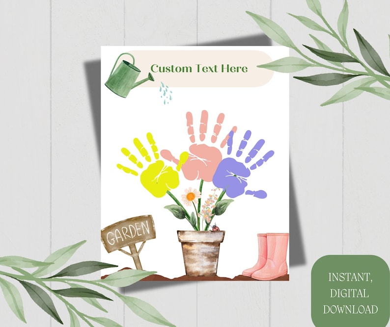 Grandma Handprint Flower Craft, Kids DIY Gift, Mother's Day Printable ...