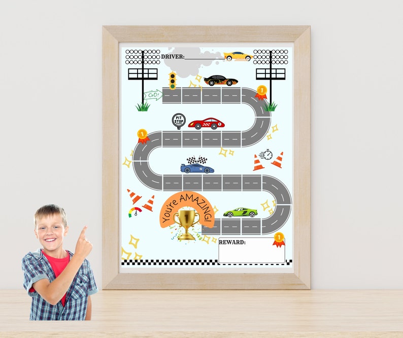 Printable Racing Reward Chart, Kids Reward Chart, Toddler Chore Chart ...