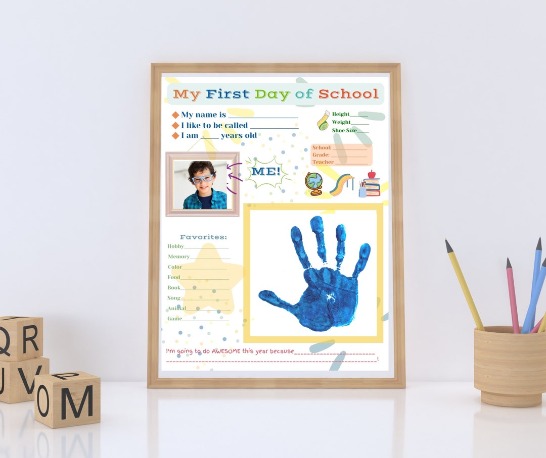 First Day of School Interview, All About Me Sign, Printable Handprint ...