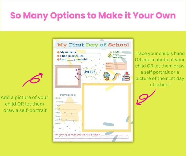First Day of School Interview, All About Me Sign, Printable Handprint ...