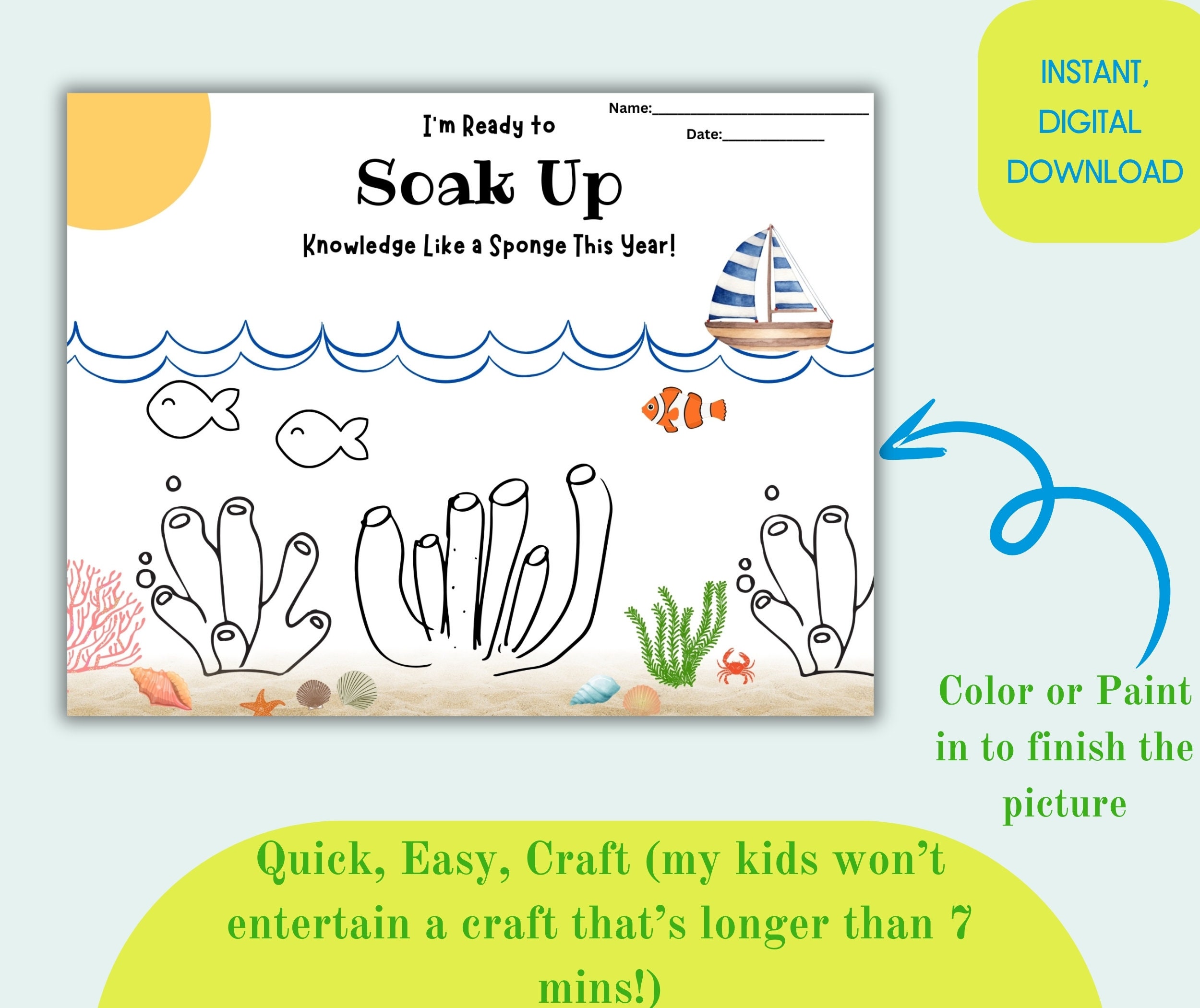 Back to School Printable Coloring Page, Under the Sea School Classroom ...