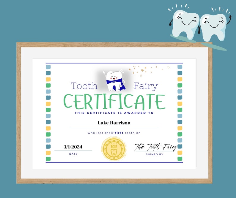 Tooth Fairy Certificate, Tooth Fairy Receipt, Lost Tooth Certificate ...