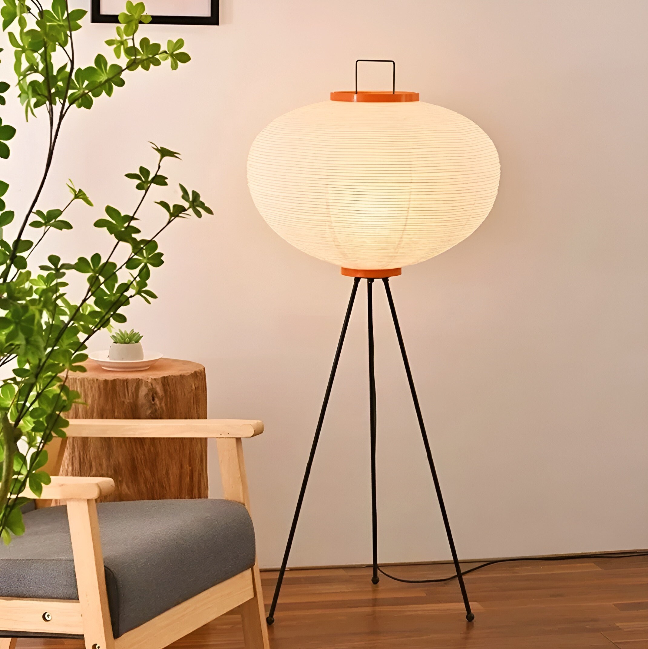 Japanese Rice Paper Lamp Long Standing Lamps Wabisabi Decoration Warm ...