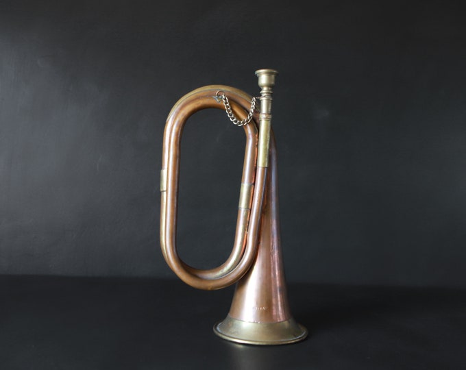 Vintage Copper Brass Bugle Horn Aged Metal Band Instrument for Decor ...