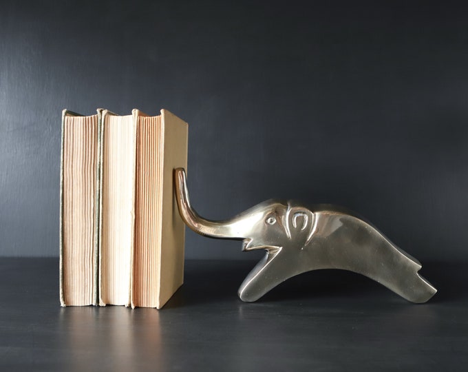Modernist Brass Elephant Statue Vintage Trunks up Heavy Metal Statue - Etsy