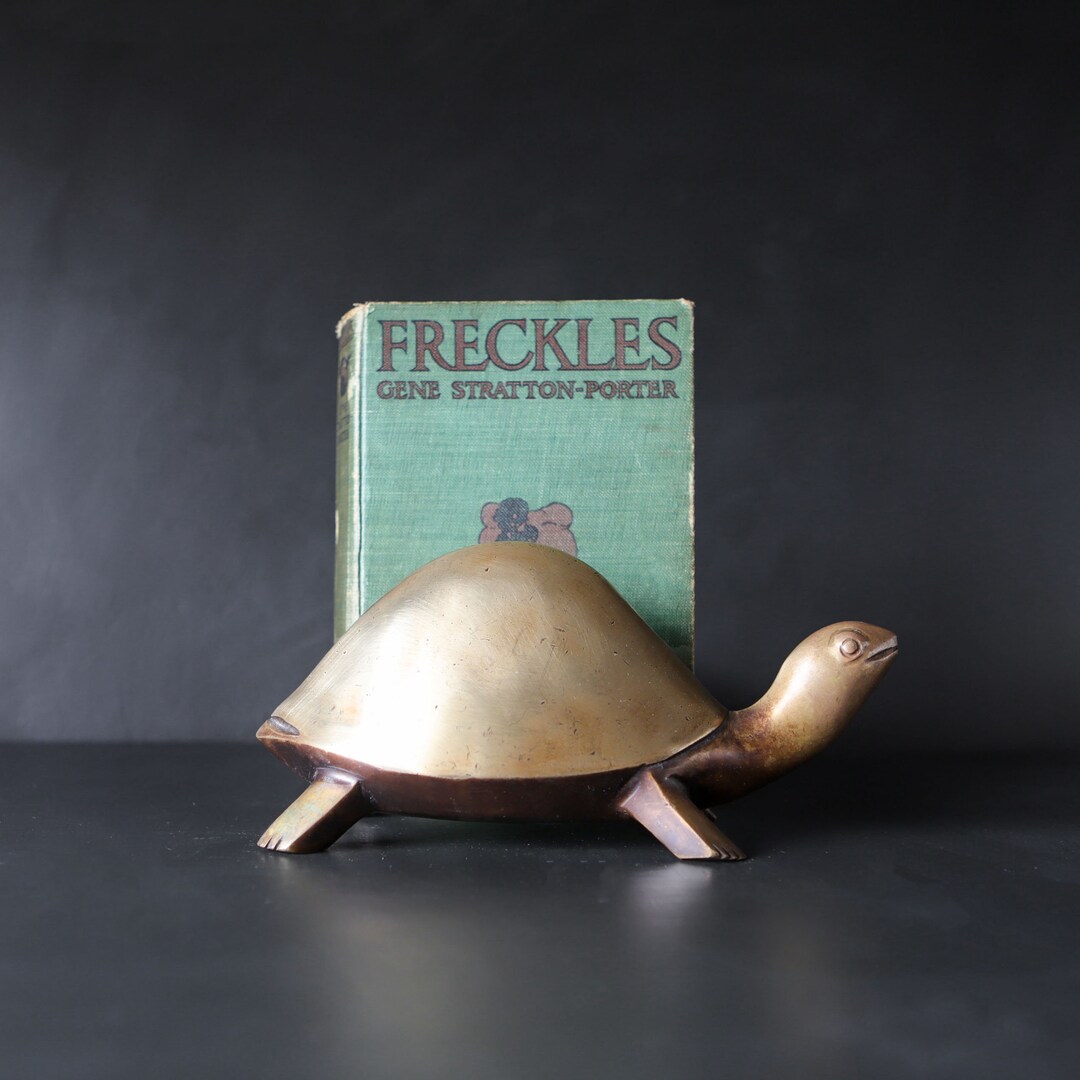 Large Brass Turtle Statue Vintage Garden Patio Knick Knack Bookshelf ...