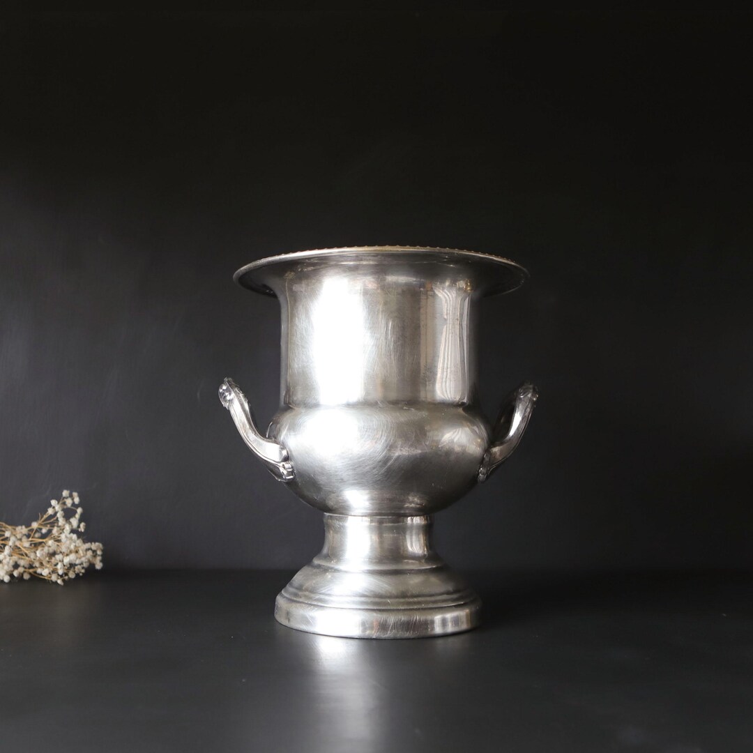Silver Ice Bucket Planter Champagne Loving Trophy Cup Flower Vase Home ...