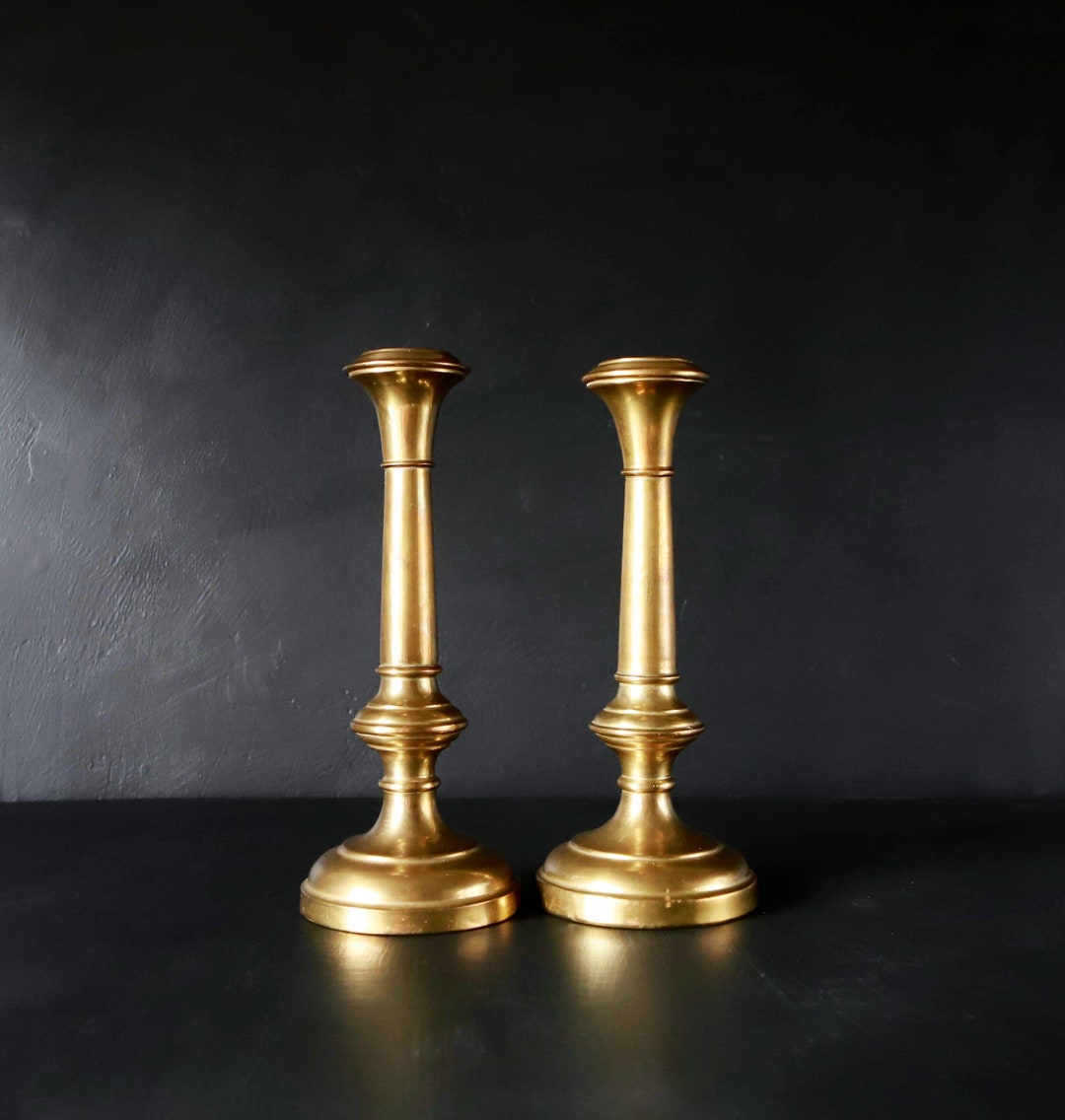 Weighted Antique Candlestick Holders Brass Taper Candlesticks Rustic ...