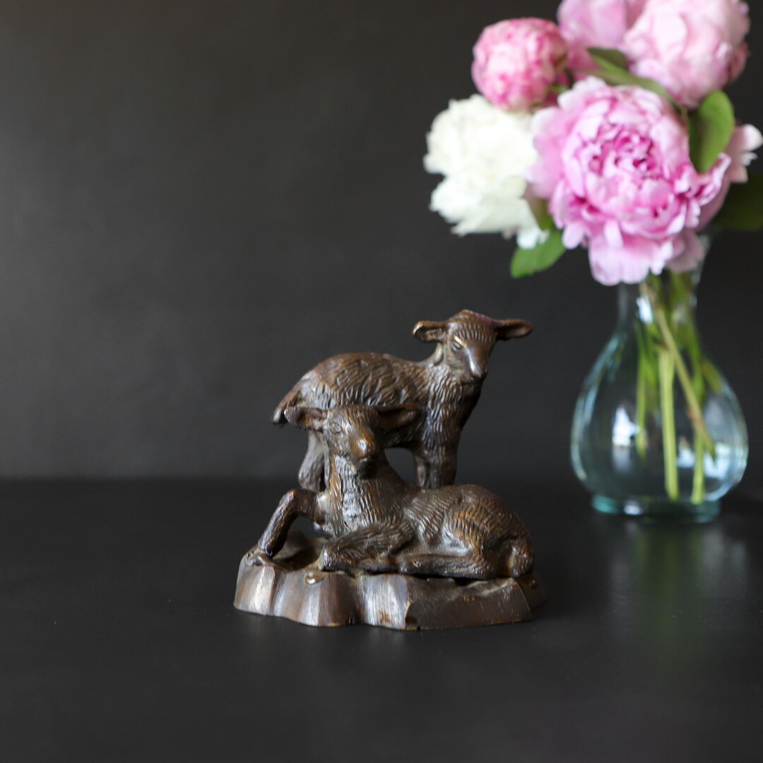 Bronze Sheep Baby Lambs Vintage Babies Bookshelf Bookend Decor 4 1/2 ...