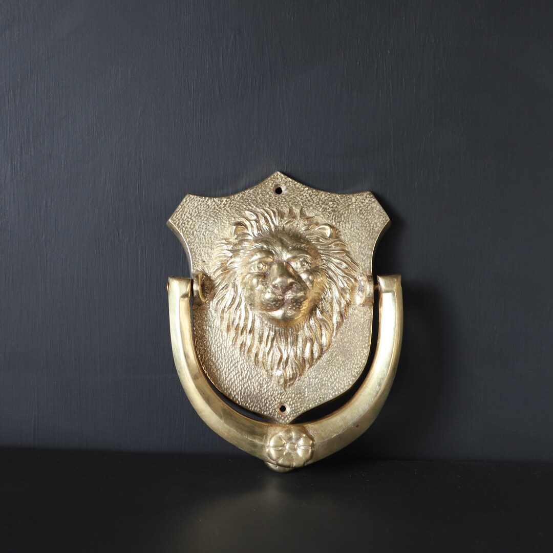 Lion Head Door Knocker Vintage Brass Front Porch Doorbell Alternative ...