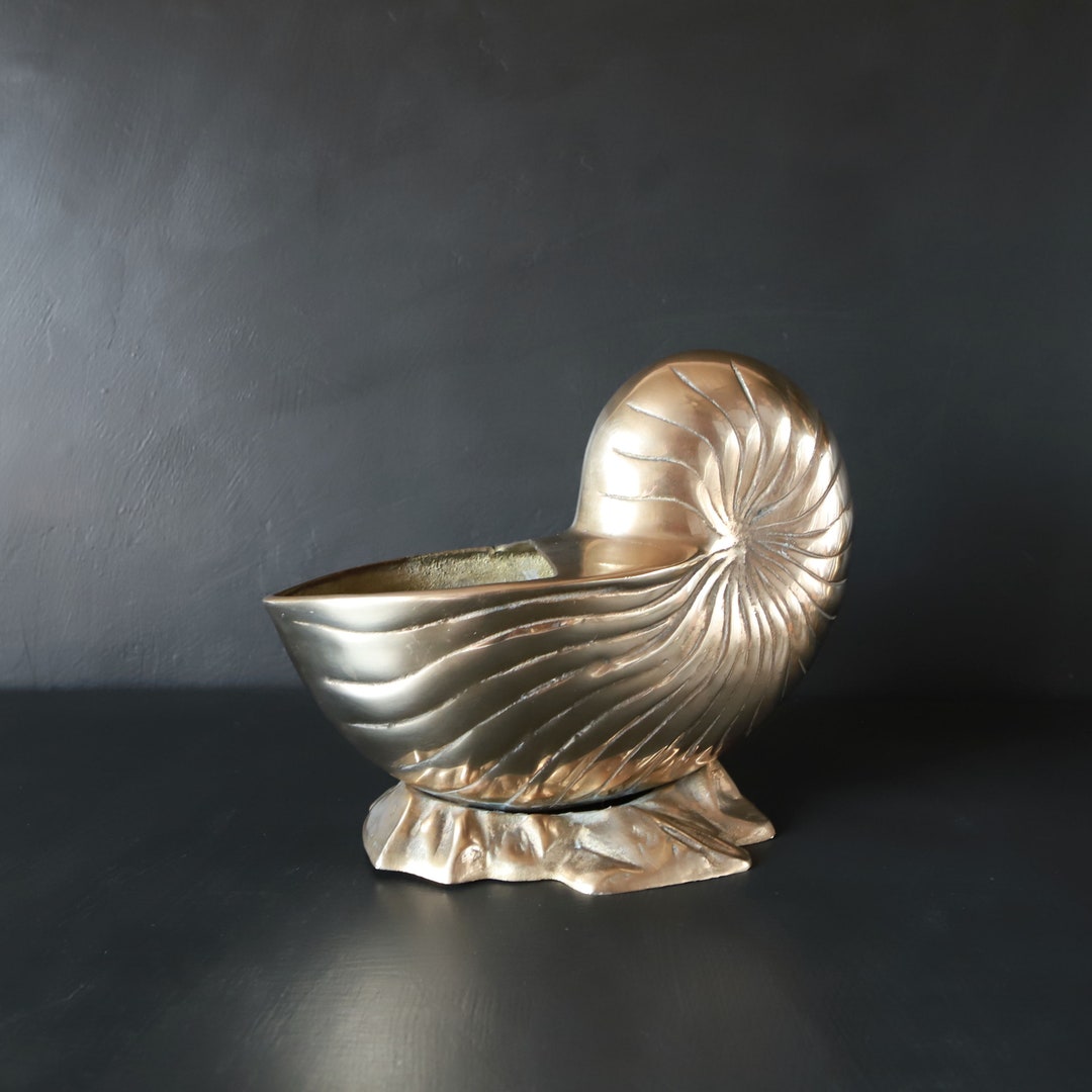 Brass Seashell Planter Pot Vintage Conch Shell Cachepot Jardiniere ...