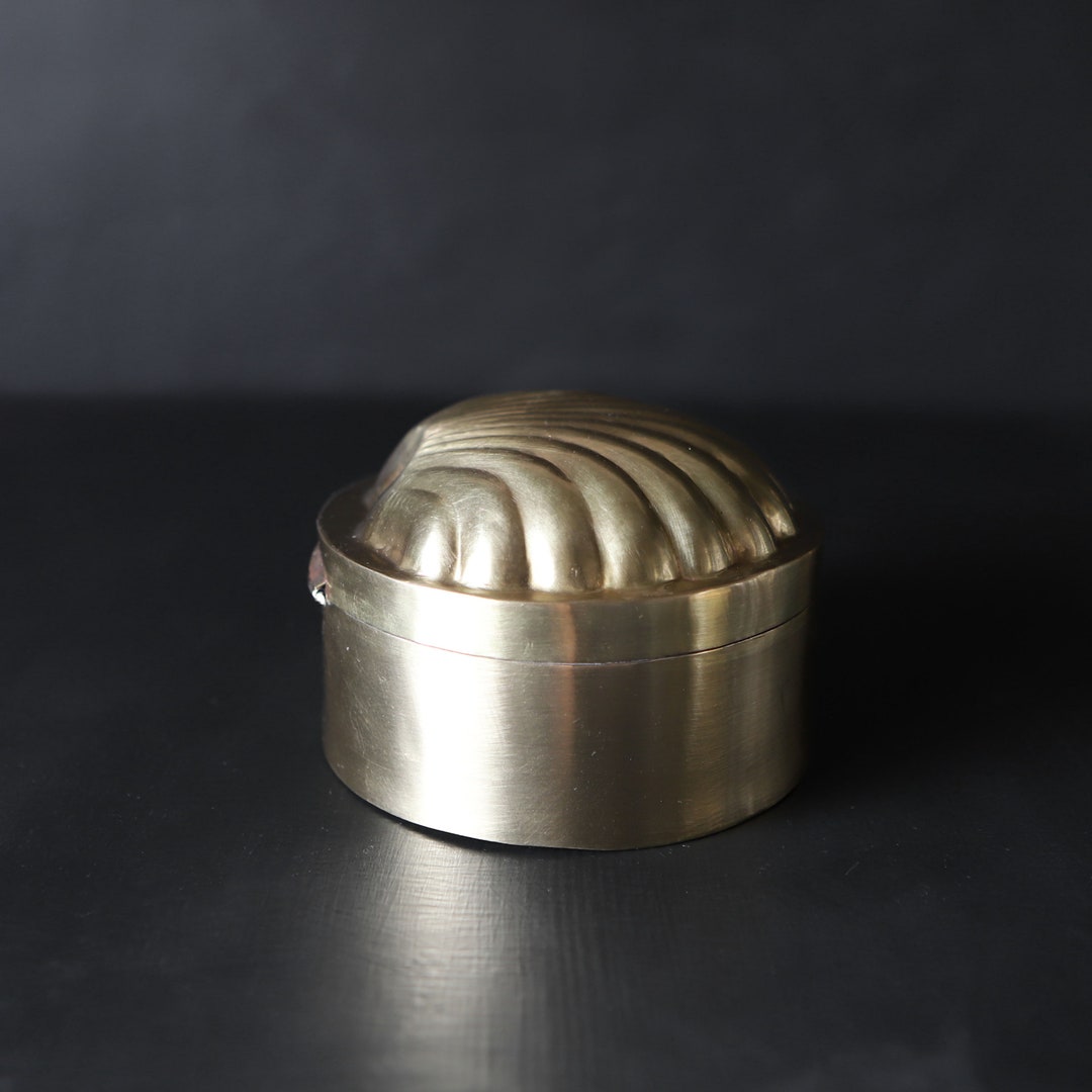 Brass Clamshell Storage Box Vintage Container Hinged Hide Your Stash ...