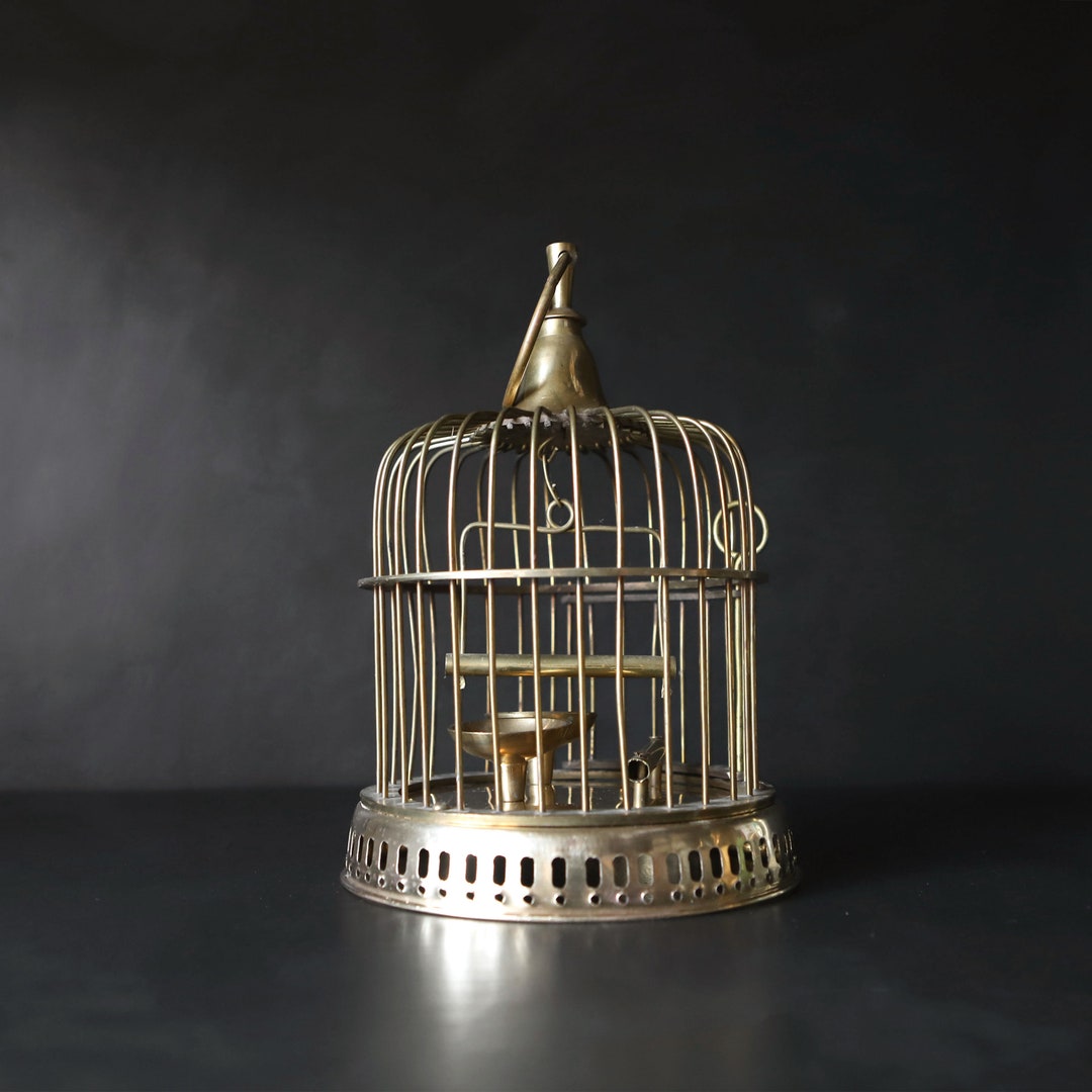 Vintage Brass Birdcage Hanging Wire Cage Bird Holder Paperweight MCM ...
