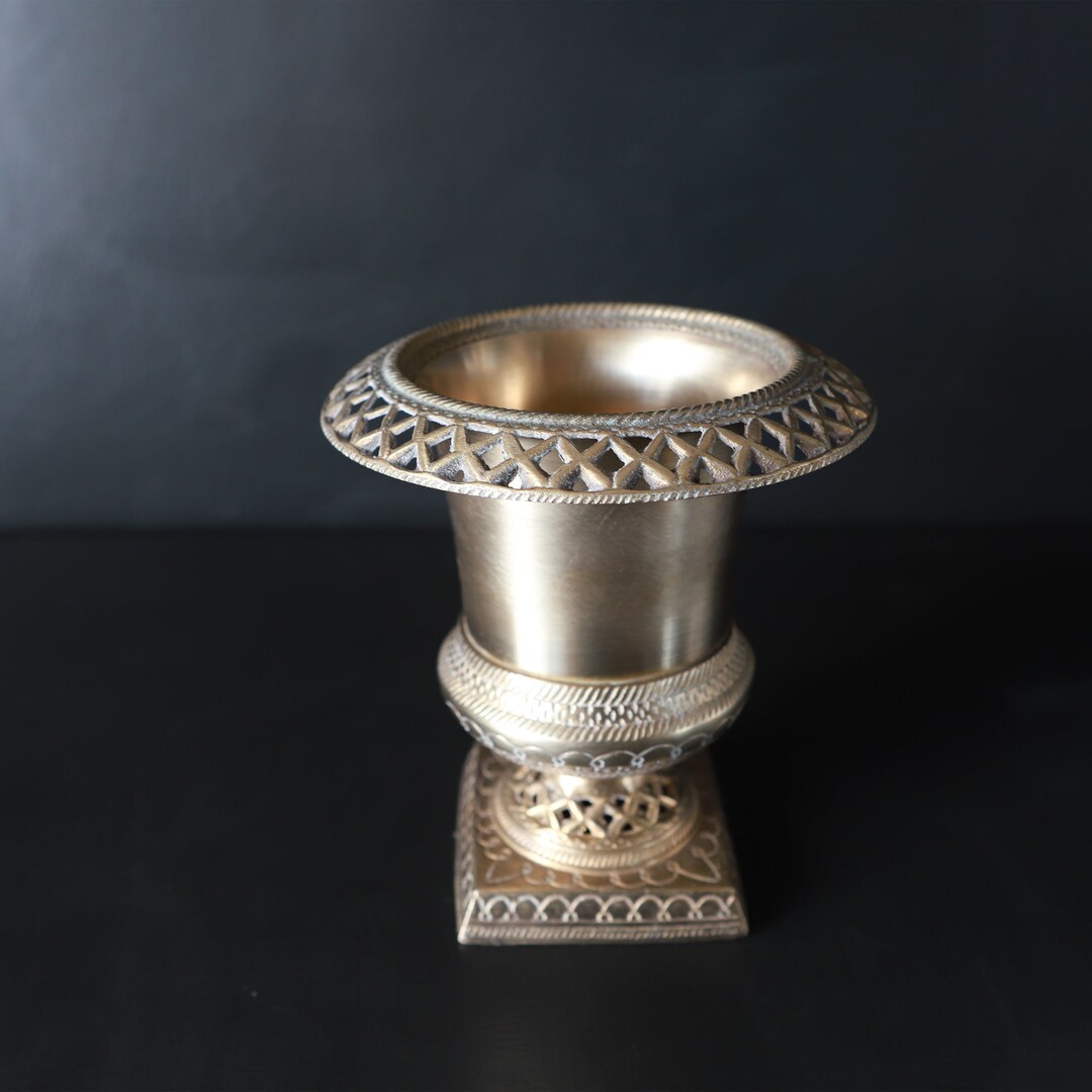 Filigree Brass Vase Vintage Trophy Cup Display Stand Old Urn 6 Tall ...
