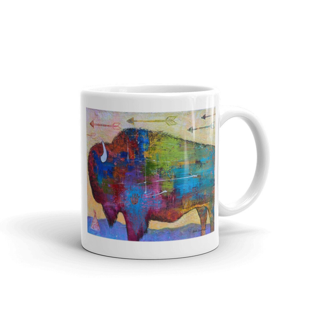 Western Buffalo Bison Coffee Mug Cup Western Landscape Native American ...