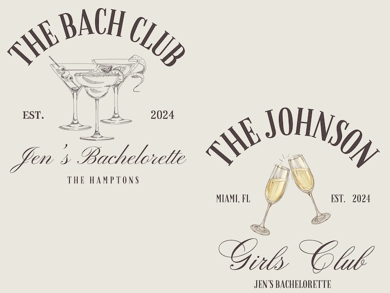 Bachelorette Party Logo Pack, Elegant Girls Club Canva Template ...