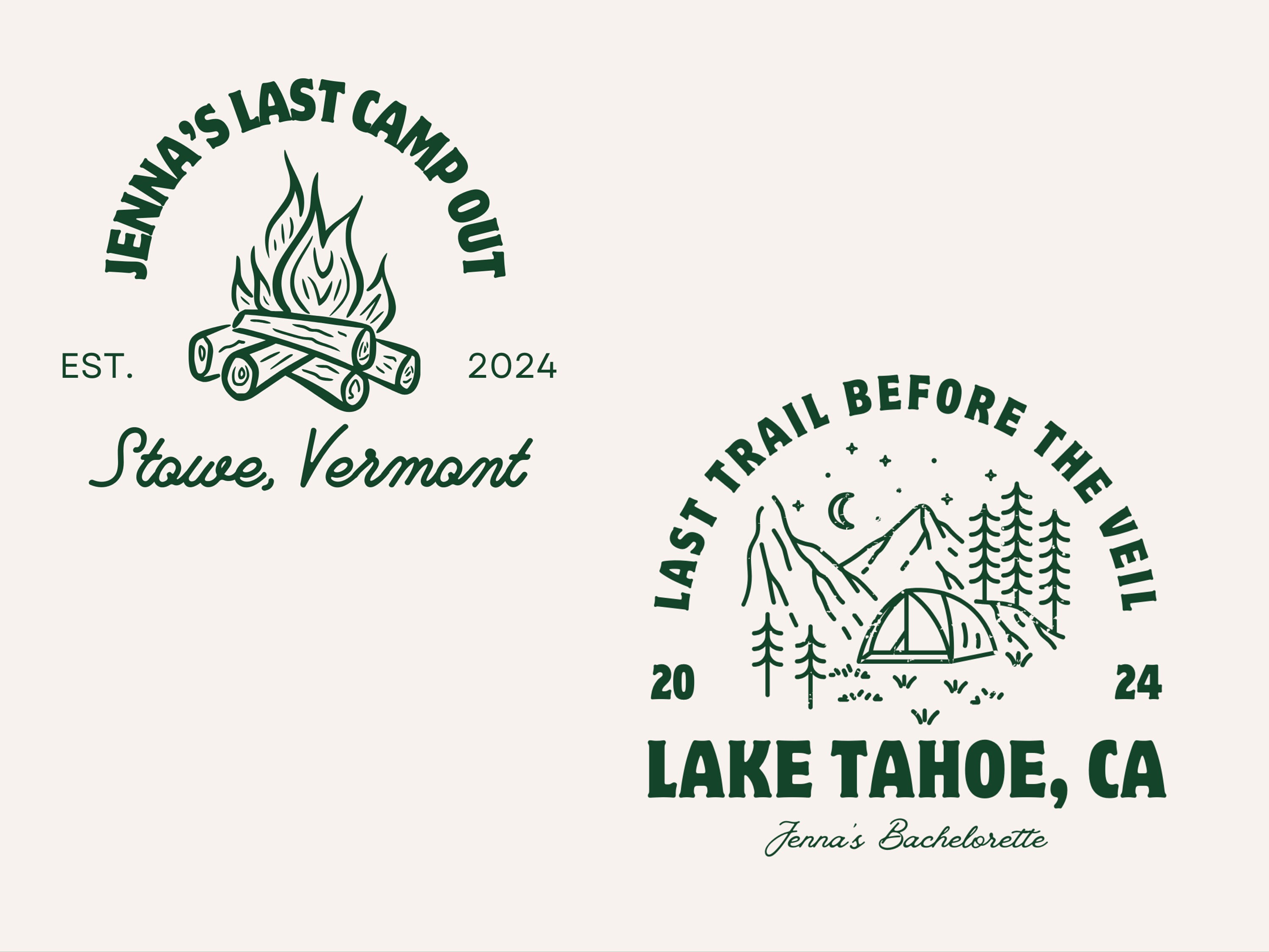 Editable Camp Bachelorette Party Logo Pack, Outdoorsy and Camping Theme ...