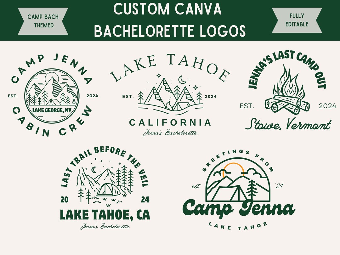 Editable Camp Bachelorette Party Logo Pack, Outdoorsy and Camping Theme ...