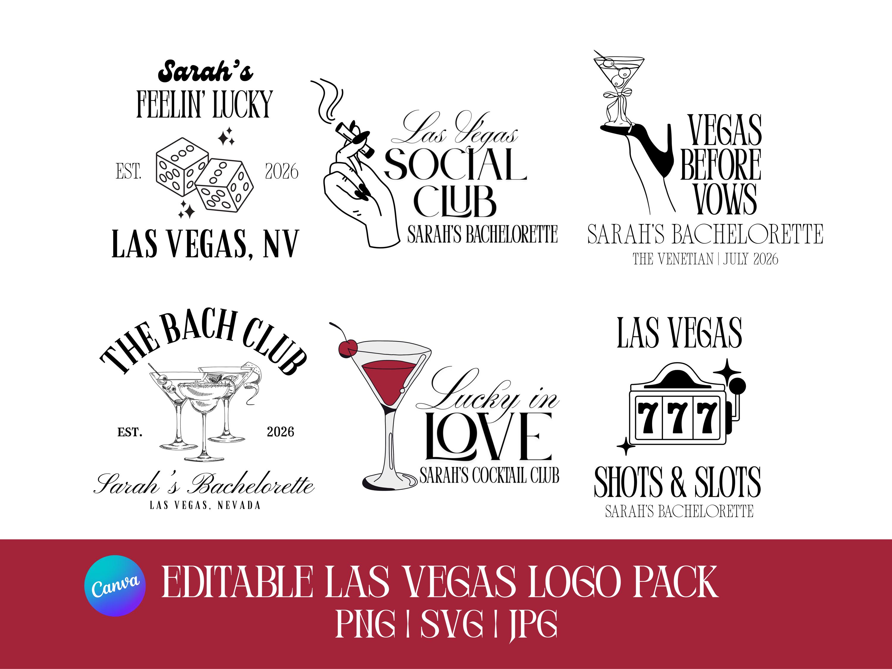 Vegas Bachelorette Party Logo Bundle, Customizable Canva Template (SVG ...