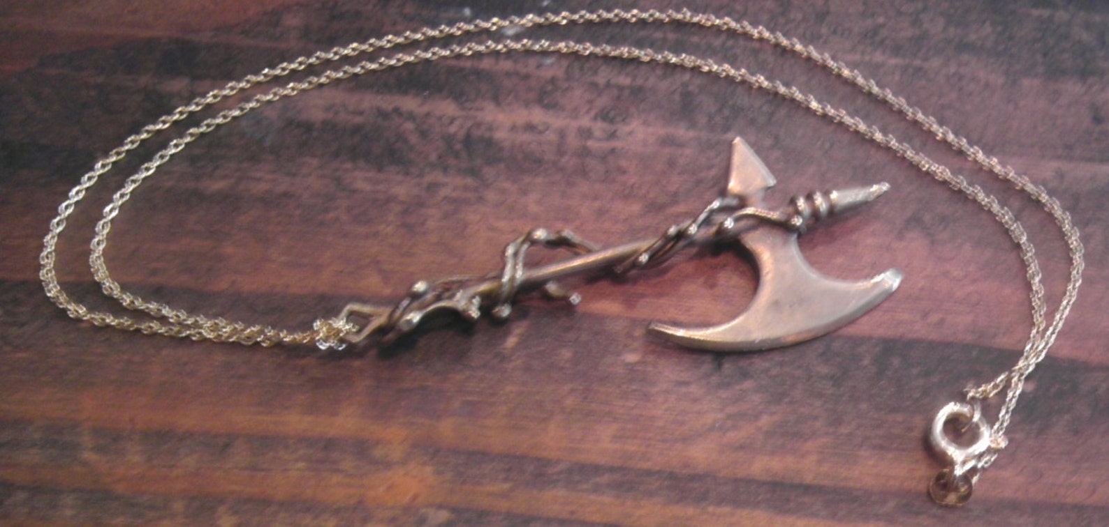 Handmade Brass Battle Axe on Gold Vermeil Chain. Rustic | Etsy