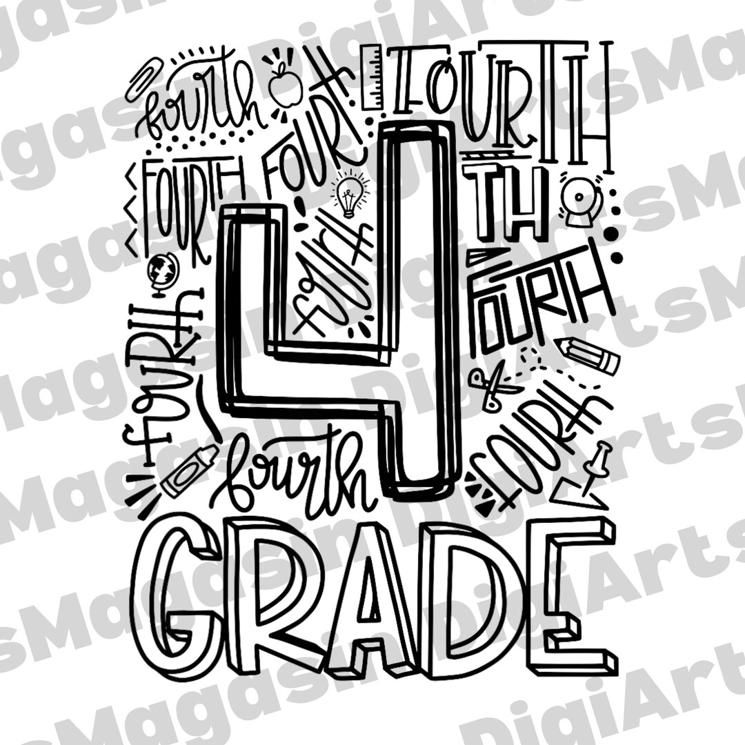 Fourth 4th Grade Typography PNG Design – Back to School Art for ...