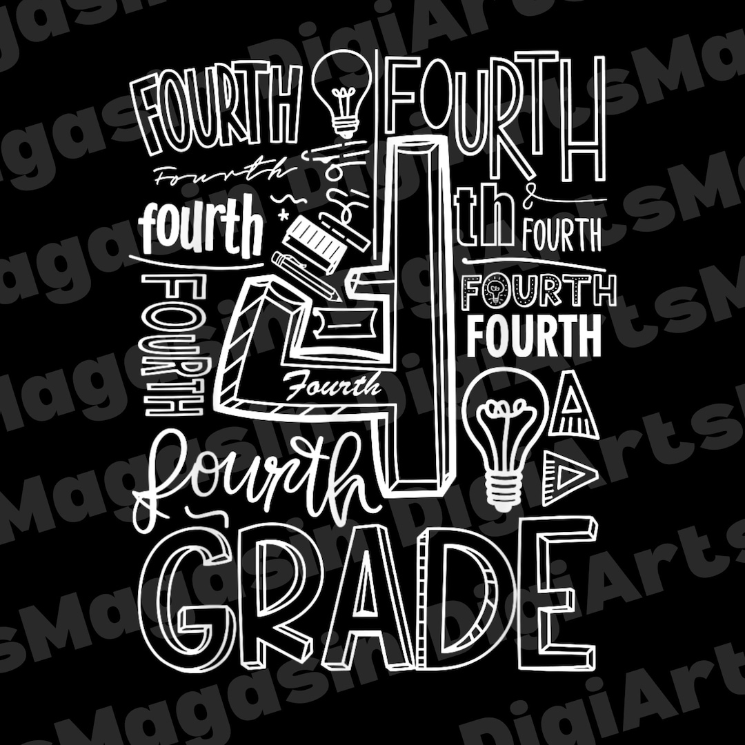 Fourth 4th Grade Typography PNG Design – Back to School Art for ...