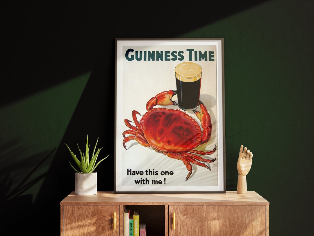 Guinness Time Crab Beer Stout Poster Vintage Retro Print High Quality ...