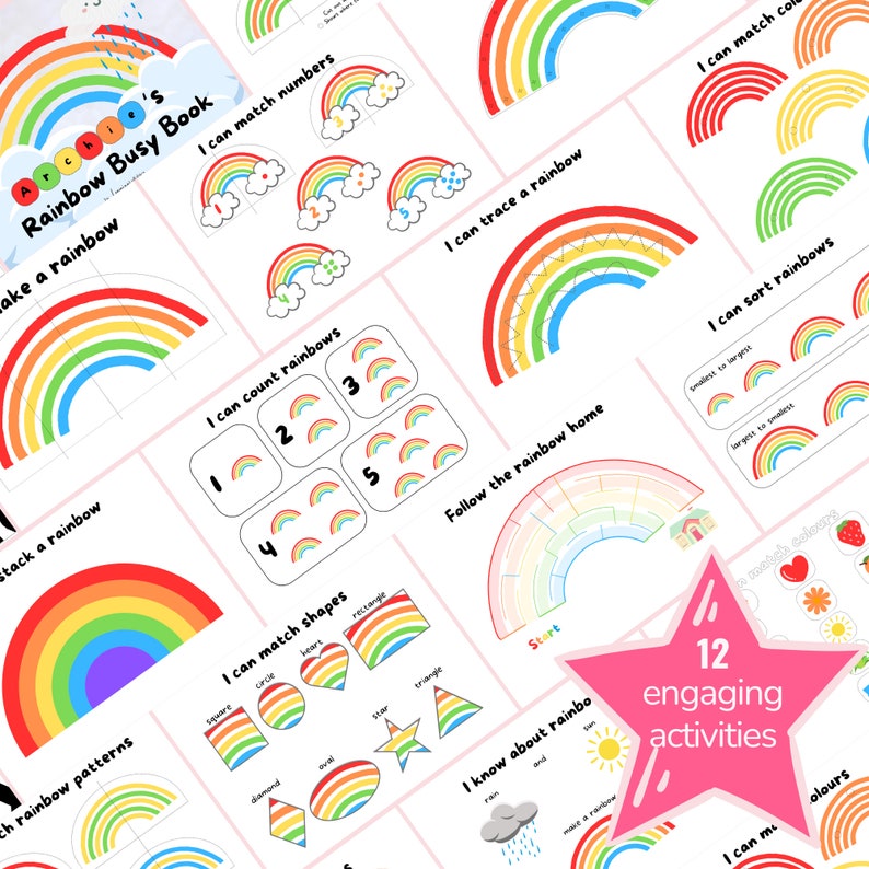 Toddler Rainbow Busy Book Printable: Montessori Learning Binder ...