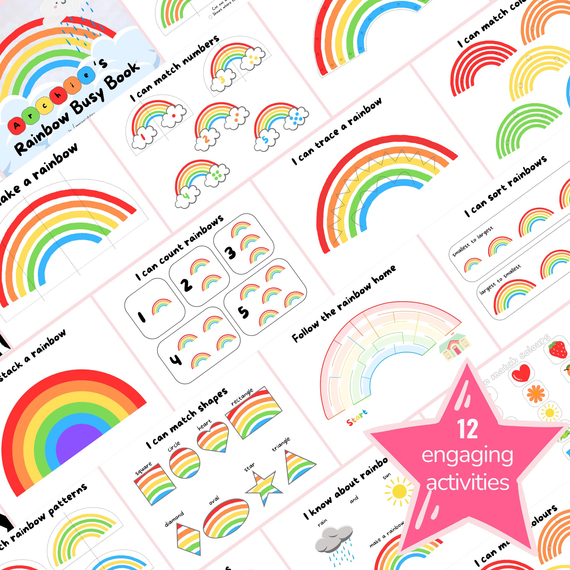 Toddler Rainbow Busy Book Printable: Montessori Learning Binder ...