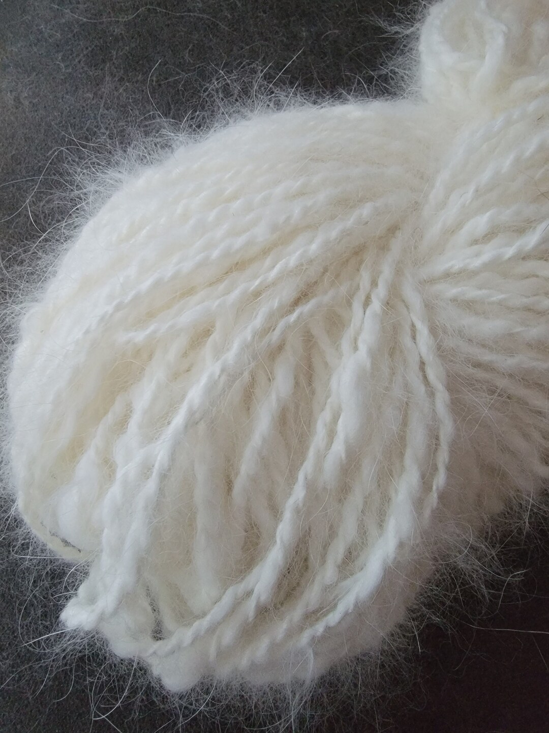 Handspun Yarn 100% French Angora Rabbit Yarn Worsted to Chunky 72 Yds 1 ...