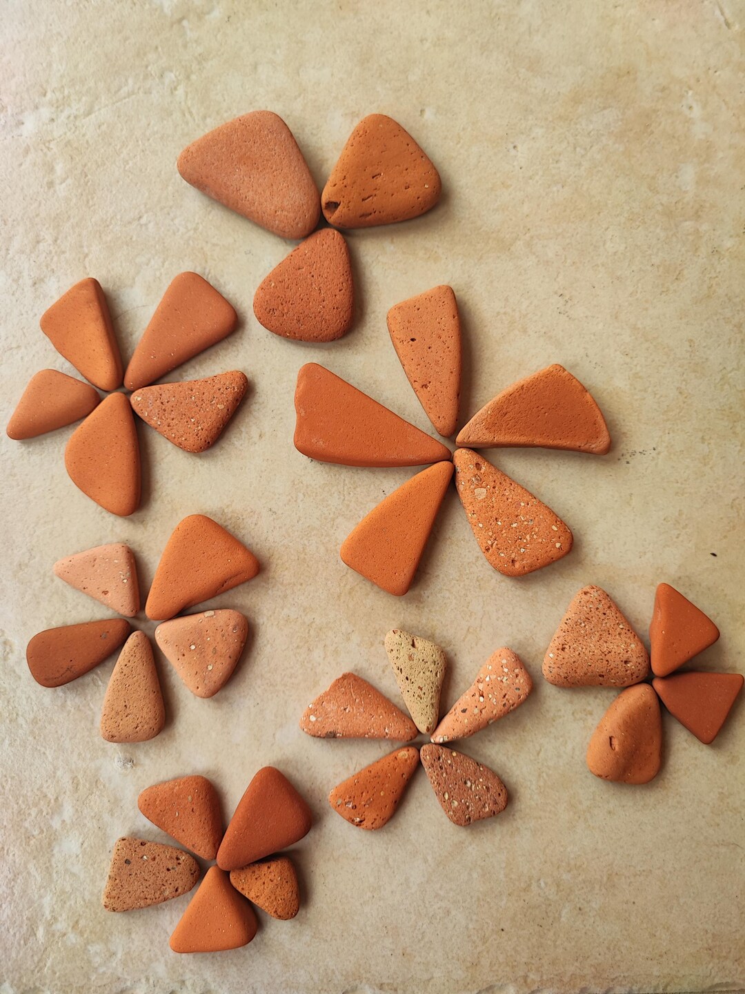 32 Triangle Sea Terracotta Shards, Pebbles.naturally Polished Sea ...