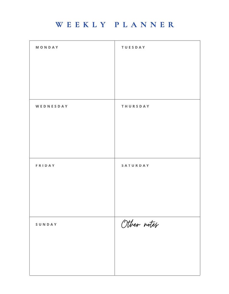 Weekly Planner Schedule Digital Download - Etsy