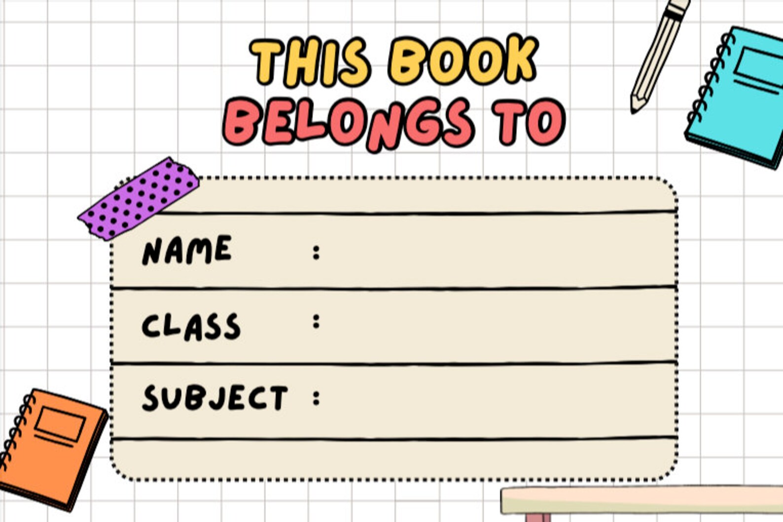 Exercise Book Name Label for Students - Etsy