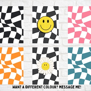 Wavy Checkerboard Smiley Face Black White Print | Emo Pop Punk ...