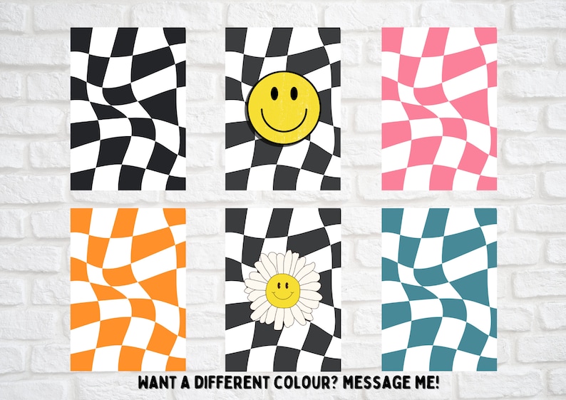 Wavy Checkerboard Smiley Face Black White Print | Emo Pop Punk ...