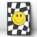 Wavy Checkerboard Smiley Face Black White Print | Emo Pop Punk ...