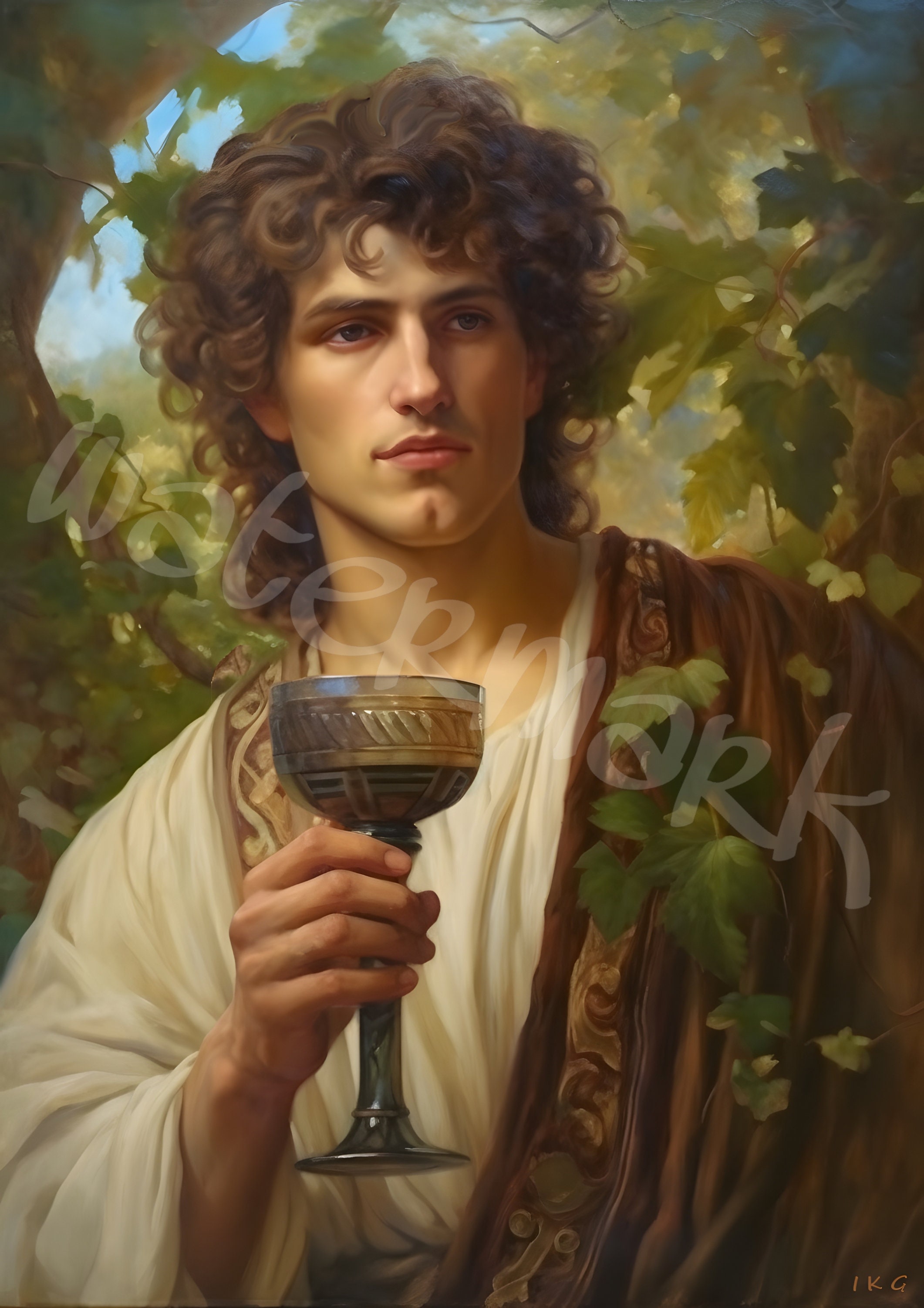 Dionysus, Wine Deity Ancient Greek Mythology, Pagan Painting Vineyard ...