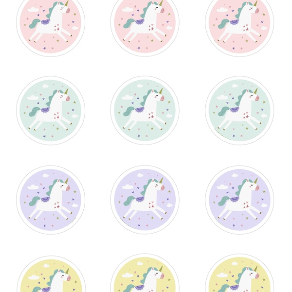 Happy UNICORN Cupcake Toppers, Unicorn Party Favors, UNICORN Cupcake ...