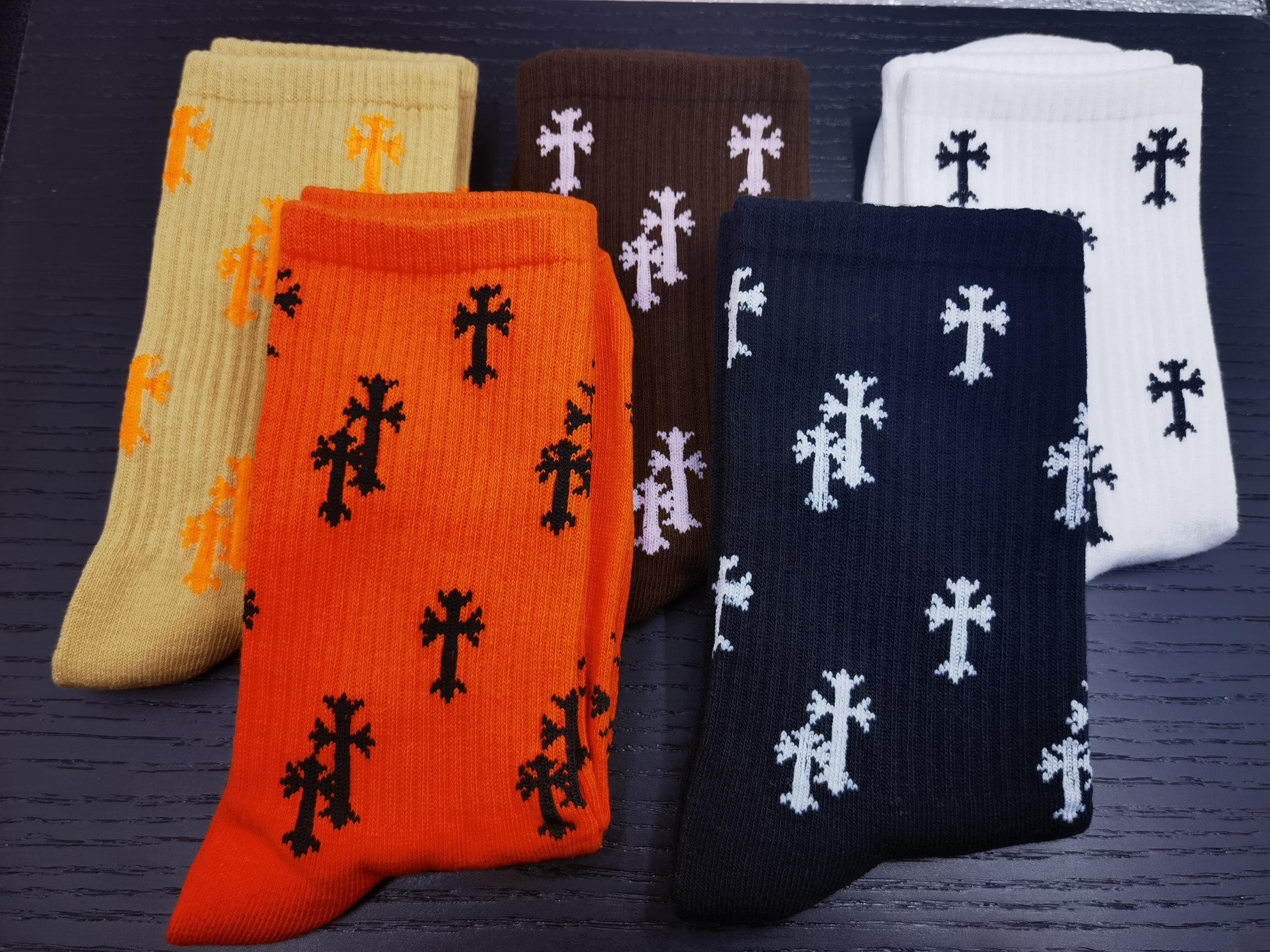 Cross Hearts Socks Chrome Hearts Style Christmas Cotton Socks Trendy ...
