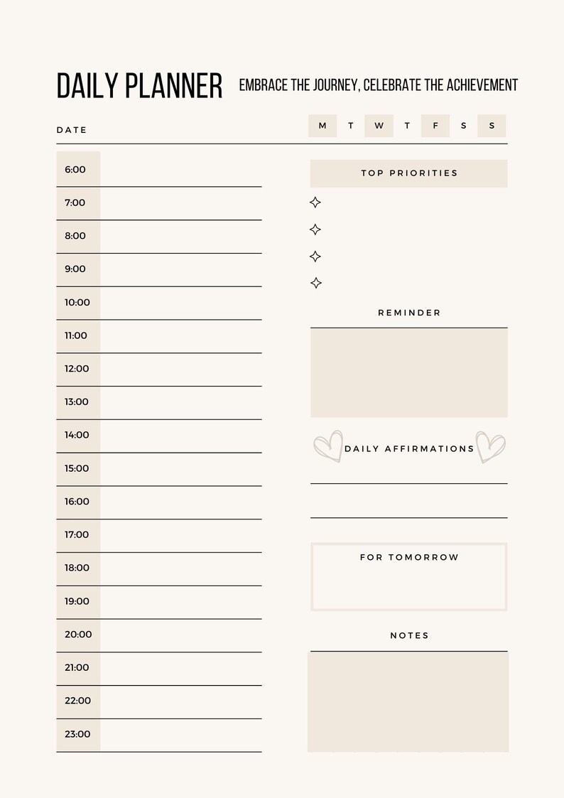 Editable Daily Planner Neutral Tones Unlimited Printable / Editable PDF ...