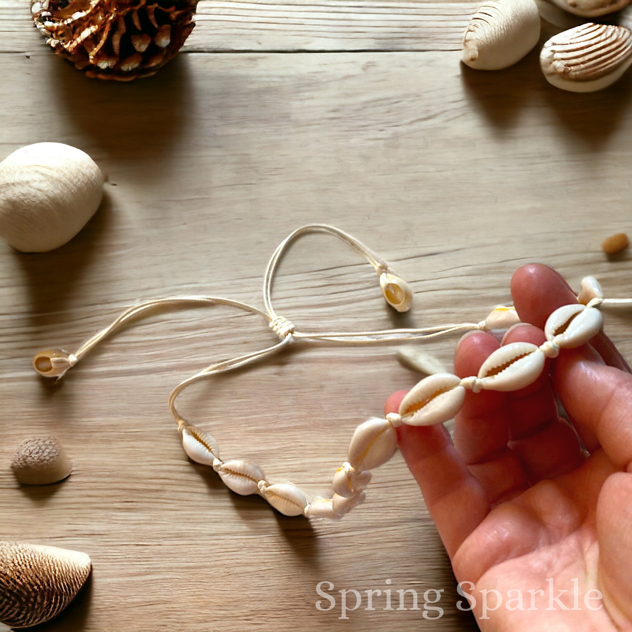 Cowrie Seashell Necklace Bracelet Set: Cowrie Seashell Bracelet, Cowrie ...