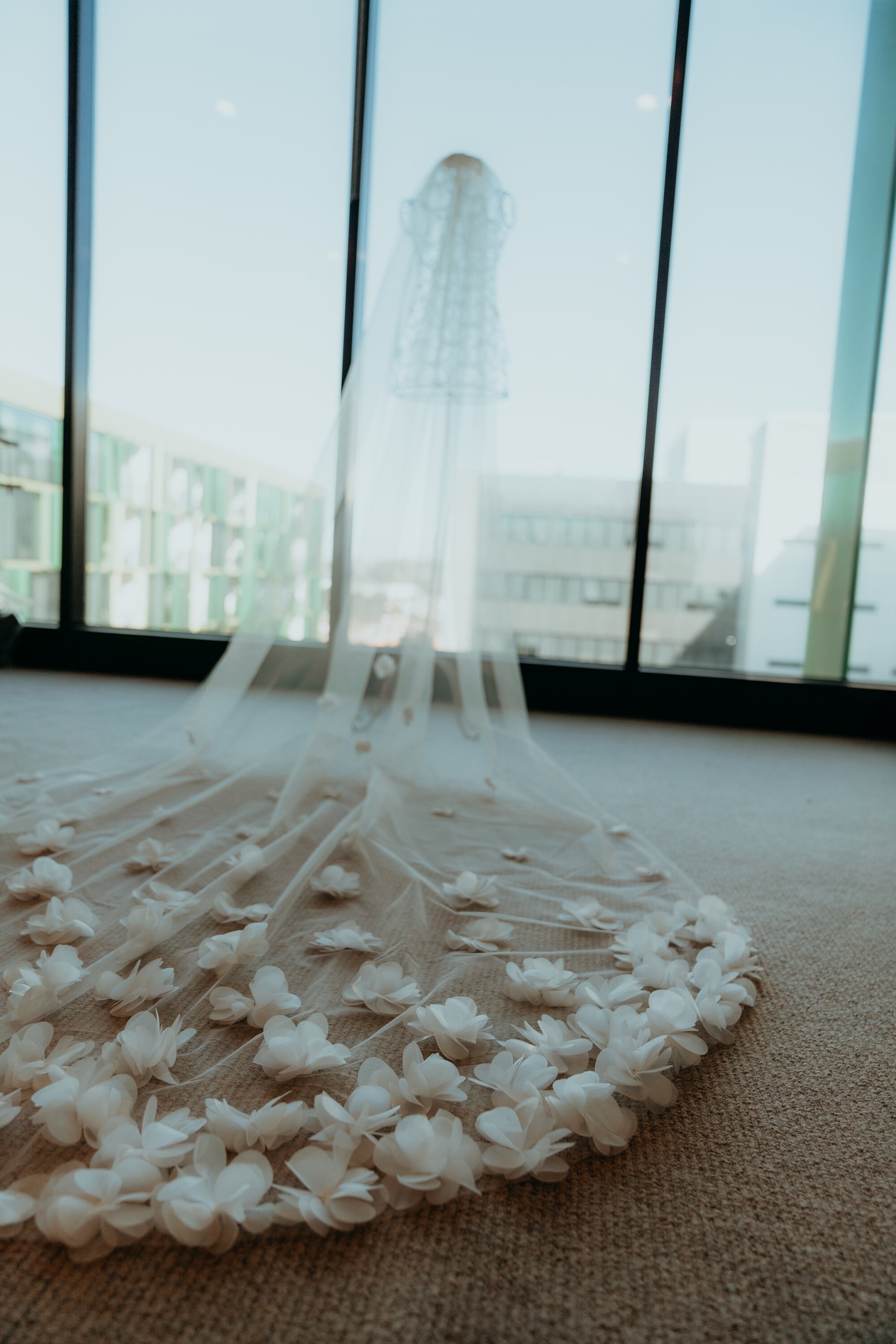 3D Flower Veil, Floral Veil, Cathedral Wedding Veil, 3D Flowered Veil ...