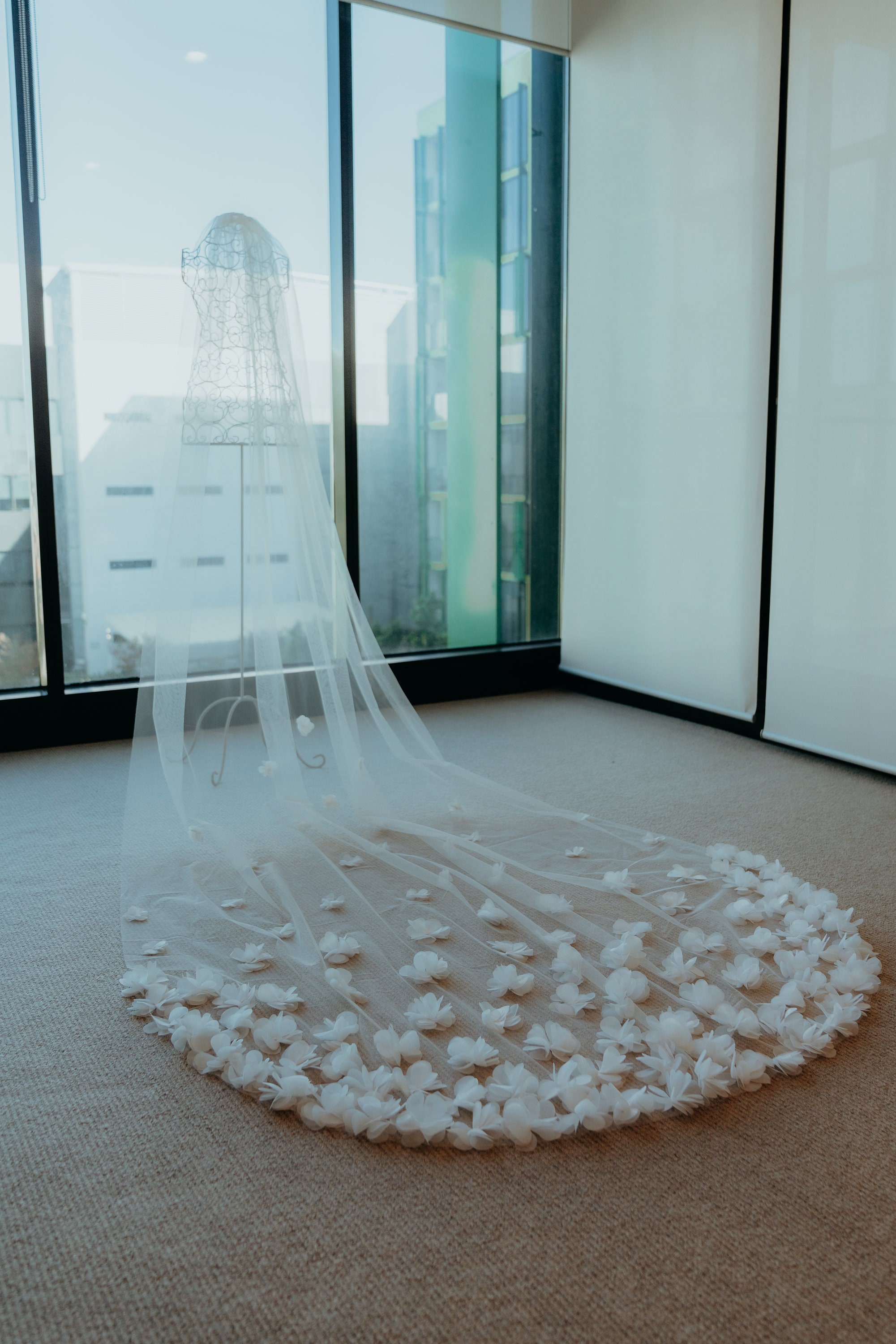 3D Flower Veil, Floral Veil, Cathedral Wedding Veil, 3D Flowered Veil ...
