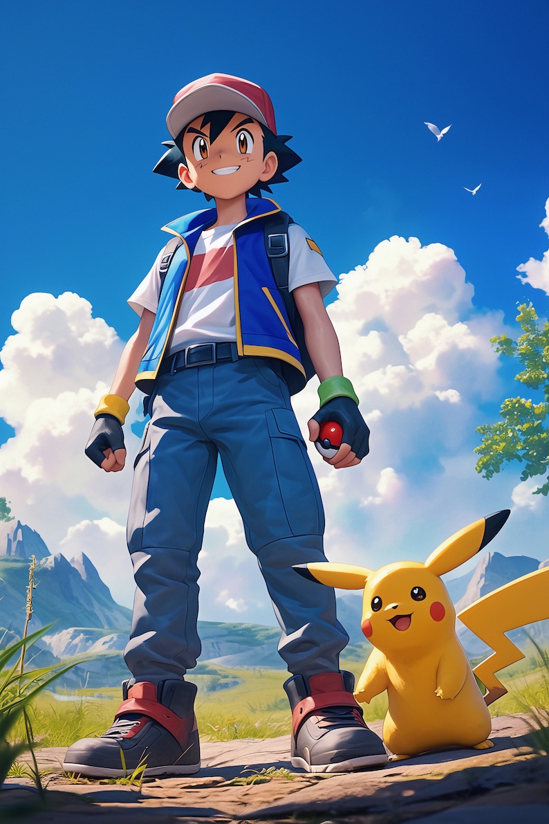 Ash and Pikachu Art Prints: HD Anime Wallpaper (4K Digital Download) - Etsy