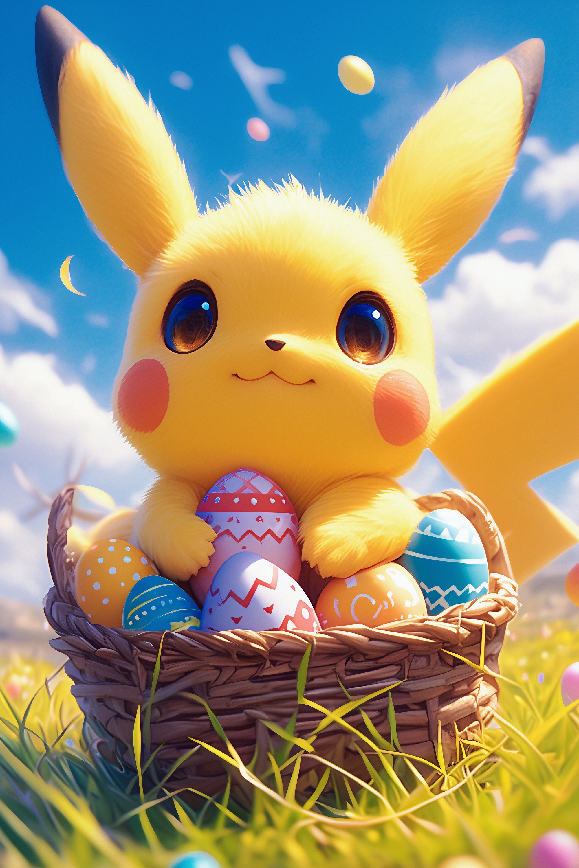 Pikachu, Pack of 3, Pikachu Art, Chibi Pikachu, Cute Art, Easter Gift ...